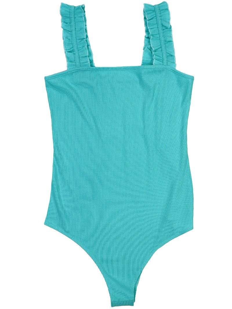 Simply Southern Ruffle Shoulder Bodysuit in Teal - Elevate Your Style ...