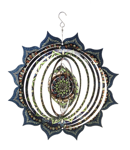 Zen Harmony 12" Stainless Steel Mandala Wind Spinner with Hanging Hook ...