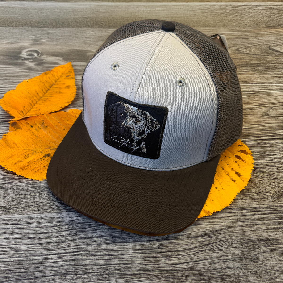 Southern Strut Grey and Black Lab Patch Snap Back Trucker Hat – Turnmeyers